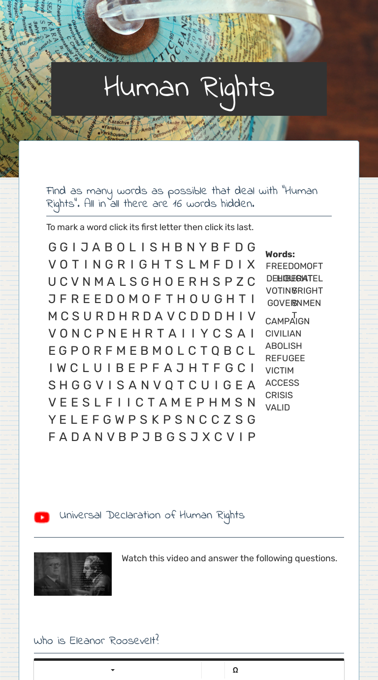 Human Rights | Interactive Worksheet by Berret Stegemann | Wizer.me