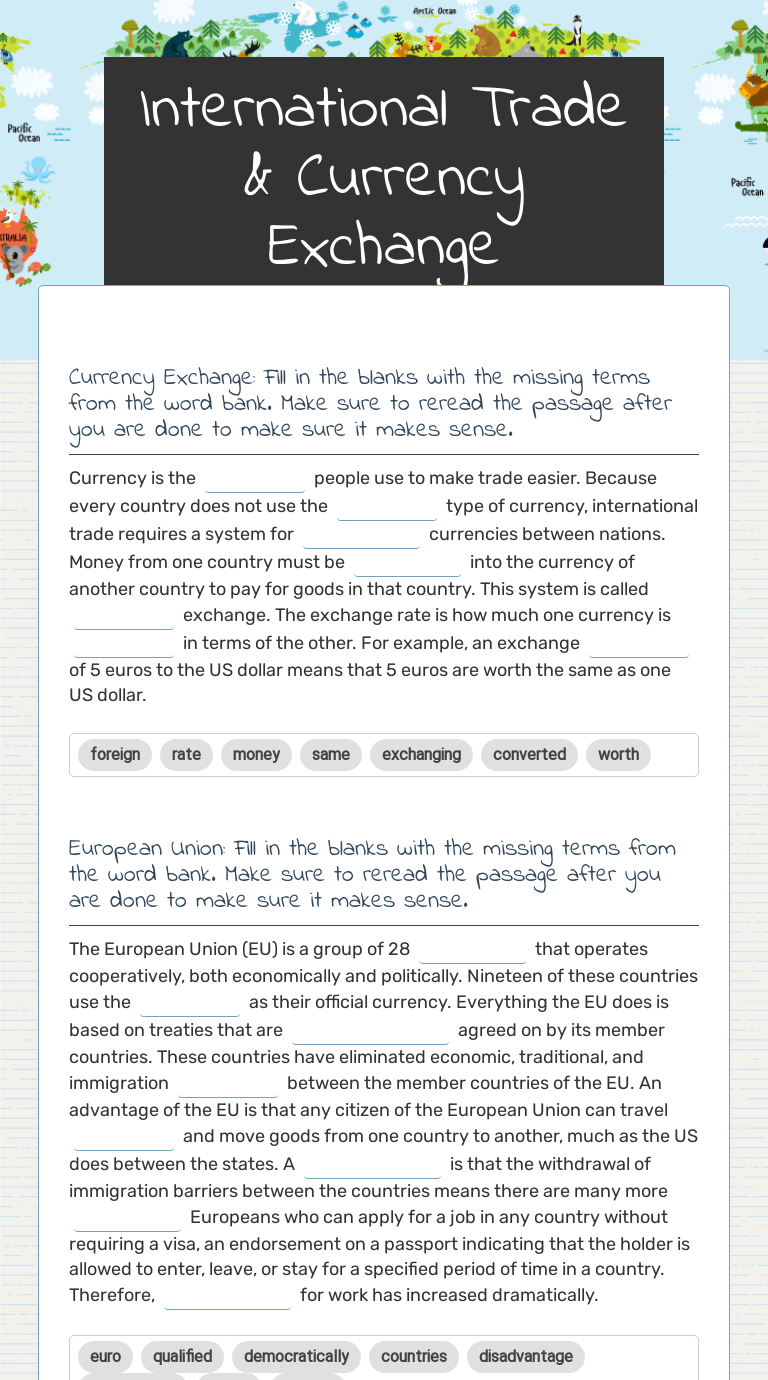 International Trade Currency Exchange Interactive Worksheet By