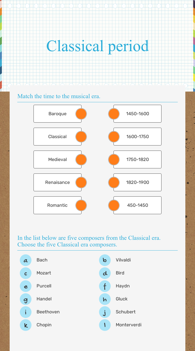 Classical period | Interactive Worksheet by Landon Bratt | Wizer.me