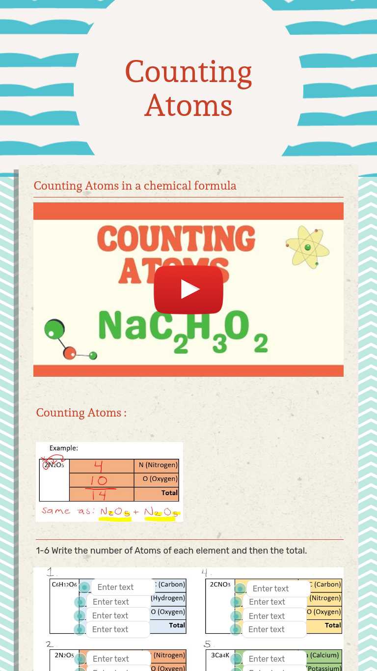 Counting Atoms worksheet