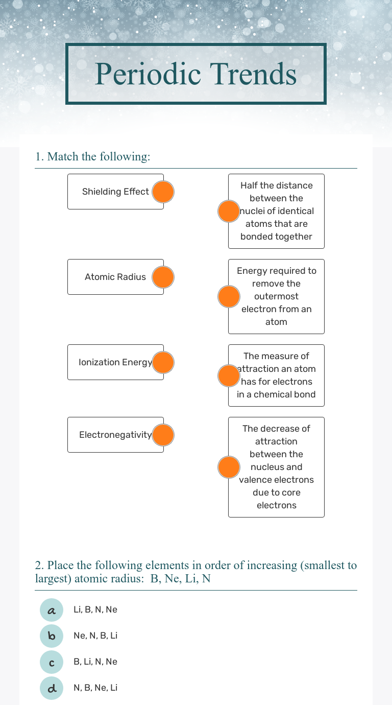 Periodic Trends | Interactive Worksheet by Mollianne George | Wizer.me