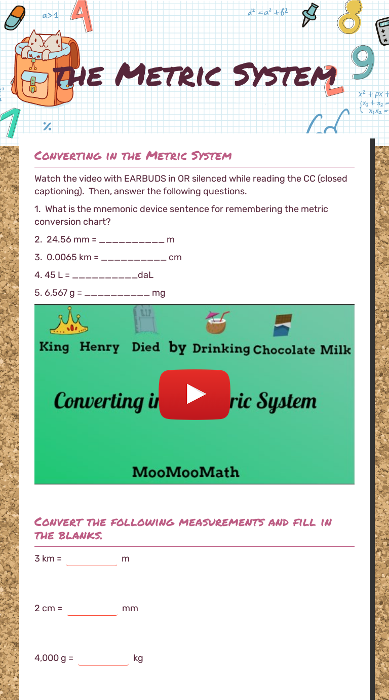 the Metric System | Interactive Worksheet by Taylor Bennett | Wizer.me