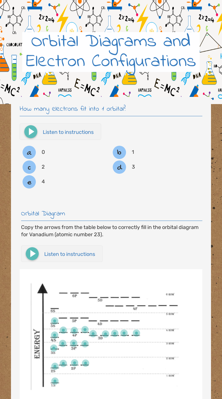 Orbital Diagrams and Electron Configurations worksheet