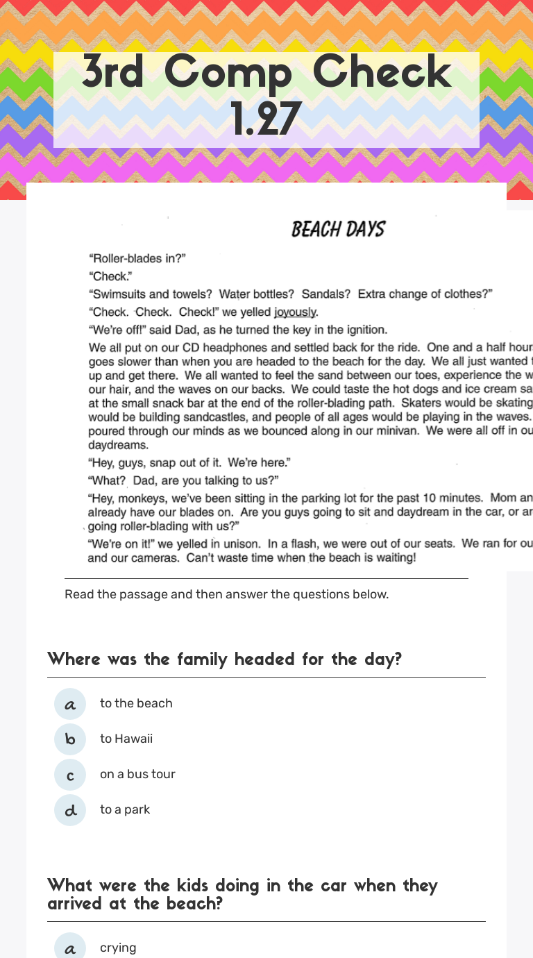 3rd Comp Check 1.27 by Lauren White | Interactive Worksheet | Wizer.me